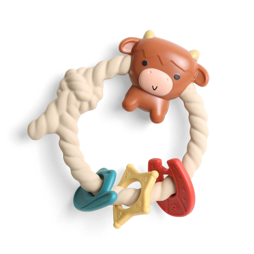 Ritzy Rattle™ Silicone Teether Rattles: Highland Cow – The Rowe Boutique